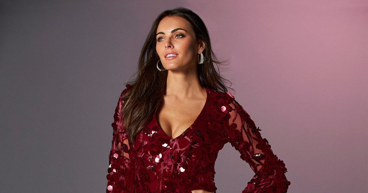 3D Floral Sequin Dress - Red & Boston Proper 3D Floral Sequin Dress - Red & Boston Proper