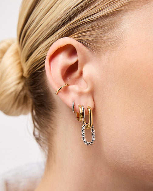 Double Hoop Earrings - Ash Double Two Tone & Boston Proper