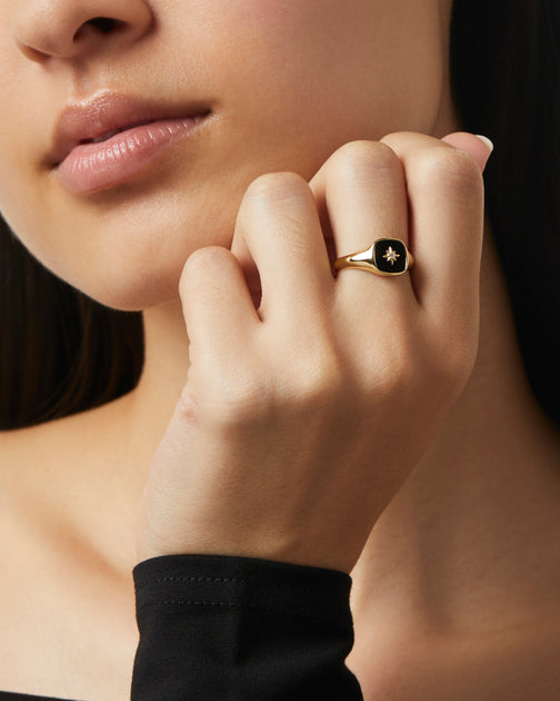 Gold Signet Ring - Amara Black & Boston Proper