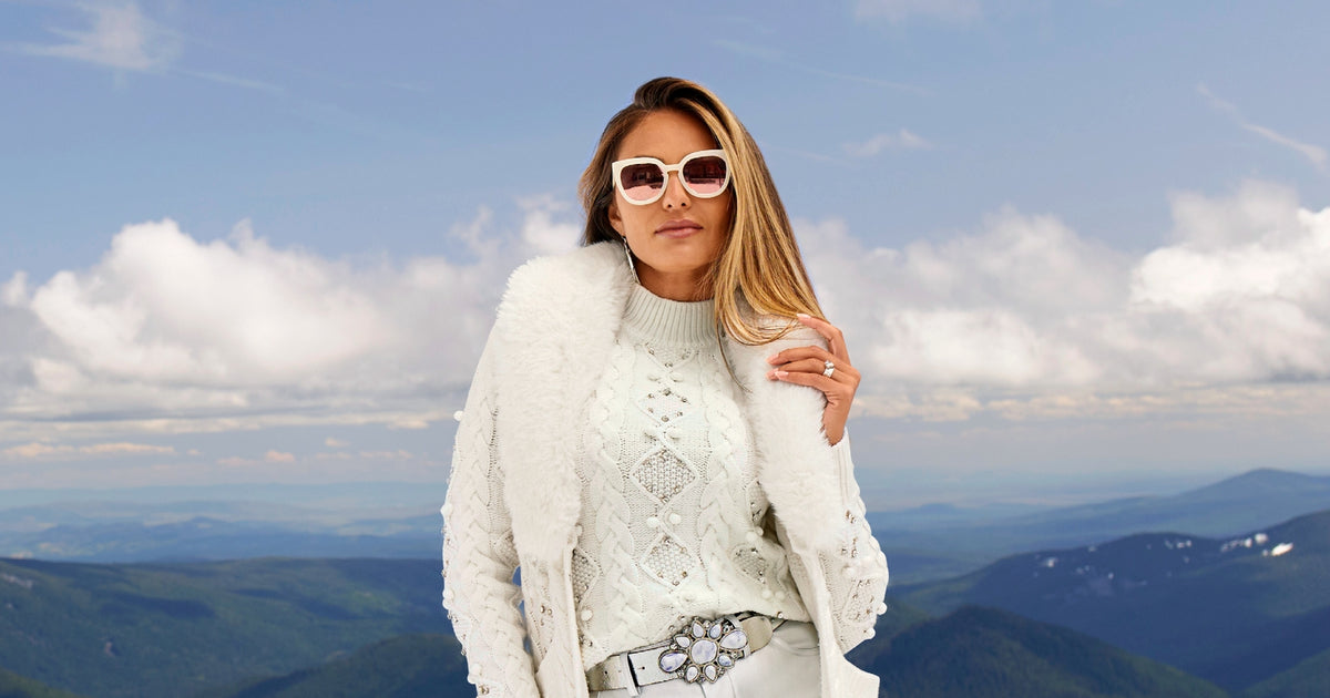 Faux Fur Embellished Cable Duster - Off White & Boston Proper