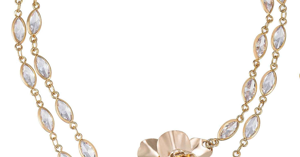 Bezel Crystal Layered Flower Necklace & Boston Proper