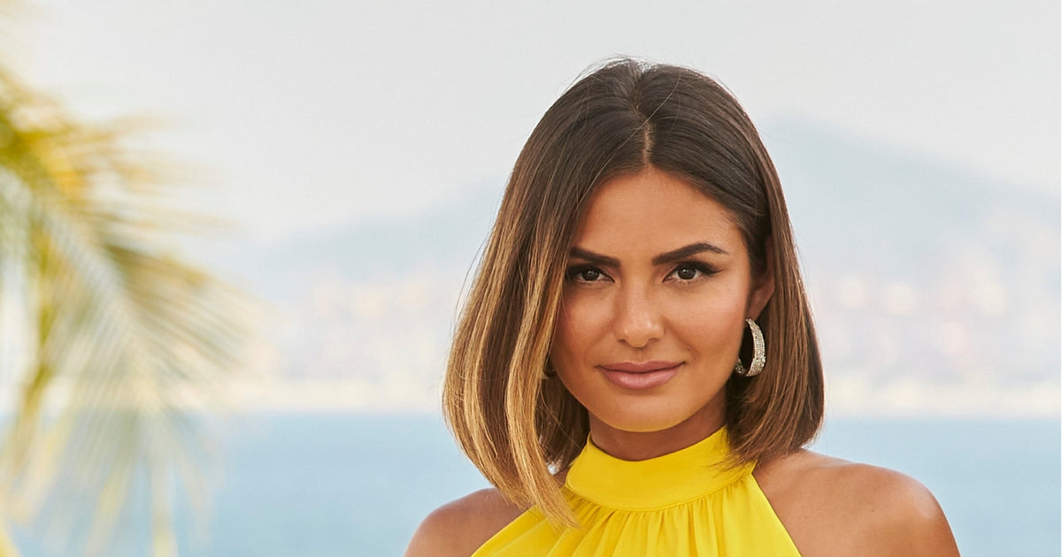 Banded Bottom Mock Neck Halter Top - Yellow & Boston Proper