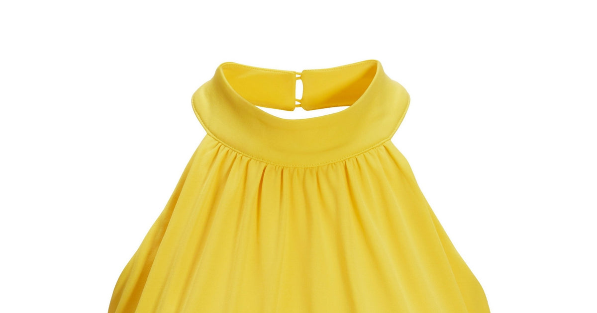 Banded Bottom Mock Neck Halter Top - Yellow & Boston Proper