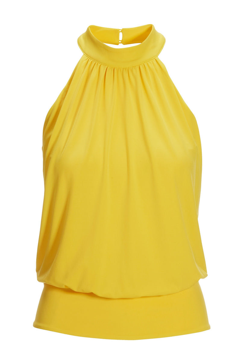 Banded Bottom Mock Neck Halter Top - Yellow & Boston Proper